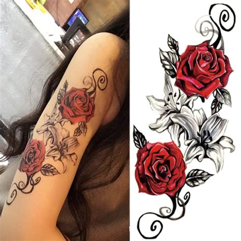 Realistic Rose Vine Tattoo