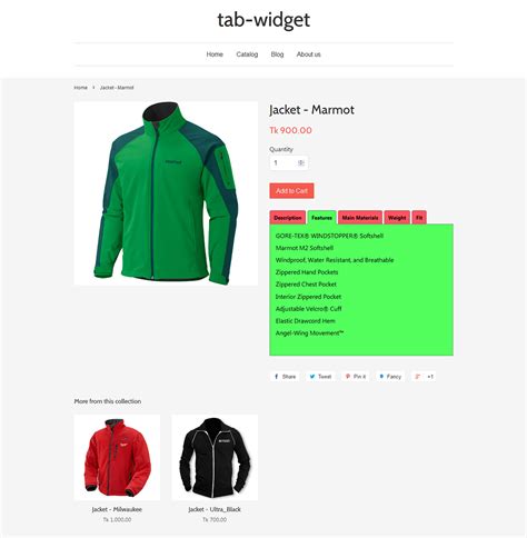 Product Description Tabs Widget For Shopify
