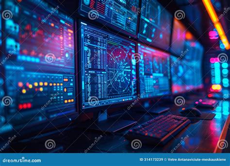 Futuristic Control Room With Advanced Monitors Stock Image Image Of Navigation Cyber 314173239
