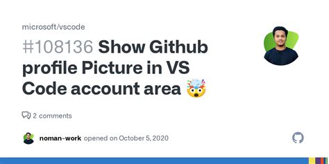 Show Github Profile Picture In Vs Code Account Area 🤯 · Issue 108136 · Microsoftvscode · Github