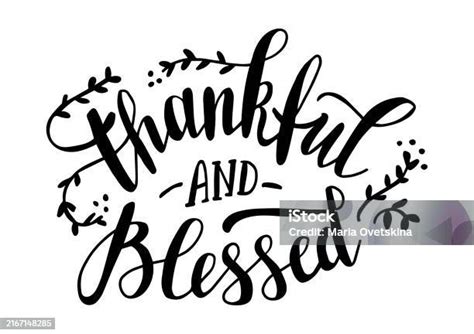 추수 감사절 인사말 카드 및 기타 디자인에 대한 감사하고 축복 된 손글씨 타이포그래피 10월에 대한 스톡 벡터 아트 및 기타 이미지 10월 11월 감사 Istock
