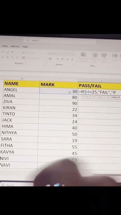Use If Statement To Calculate Pass Or Fail Result In Excel Excel Youtube