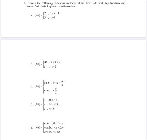 Solved Express The Following Functions In Terms Of The Chegg