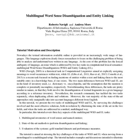 Multilingual Word Sense Disambiguation And Entity Linking Acl Anthology