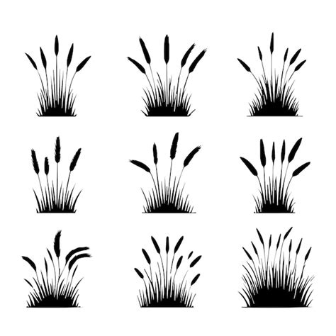 Premium Vector Vector Set Of Grass With A Simple Silhouette Style