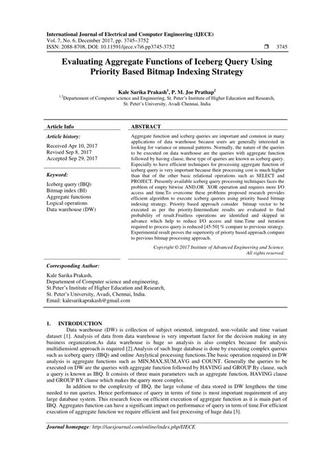 Pdf Evaluating Aggregate Functions Of Iceberg Query Using Priority Based Bitmap Indexing Strategy
