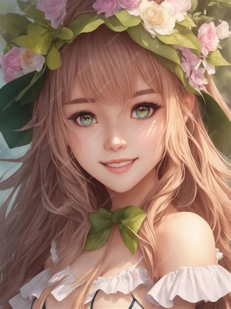 Premium Photo Cute 3d Anime Girl Smile And Shy Hot Beautiful Anime