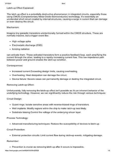 Latch Up Effect And How To Remove It Pdf