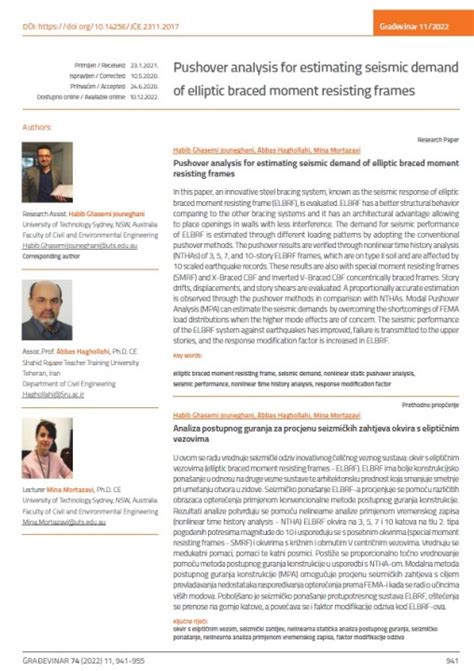 Habib Ghasemi Jouneghani On Linkedin Pushover Analysis For Estimating Seismic Demand Of