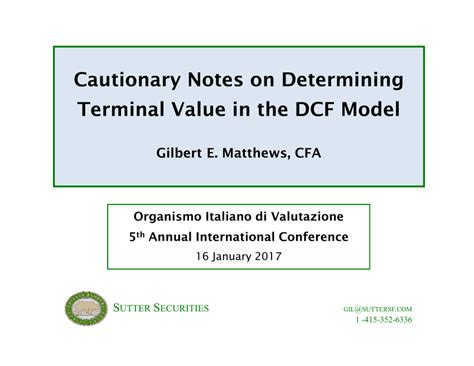Pdf Cautionary Notes On Determining Terminal Value In The Dcf Model