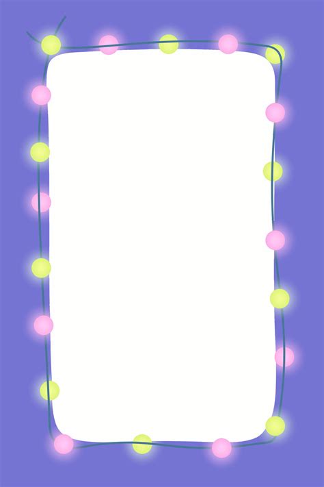 Xmas Light Bulbs Frame Vertical Rectangle Shape Simple But Cute Christmas Hand Drawn Frame