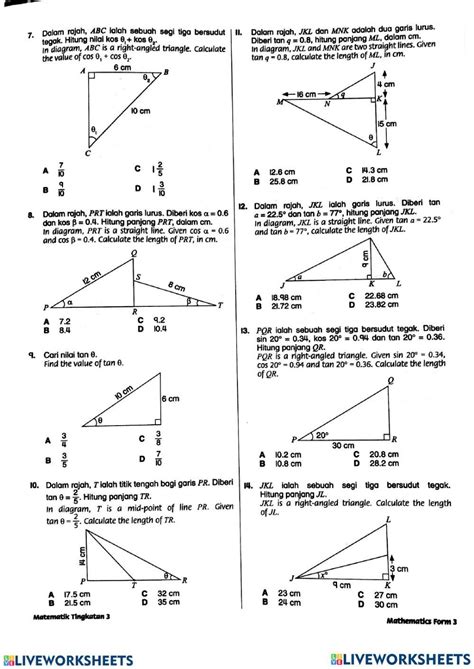 Trigonometric Ratios Live Worksheets Worksheets Library