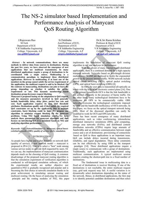 Pdf 12 Ijaest Vol No 5 Issue No 1 The Ns 2 Simulator Based Implementation And Performance