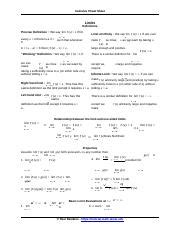 Comprehensive Calculus Cheat Sheet With Limits And Evaluation Course Hero