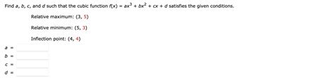 Solved Find A B C And D Such That The Cubic Function Chegg