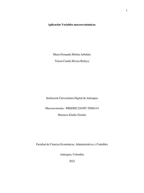 Aplicación Variables Macroeconomicas Pdf México Colombia