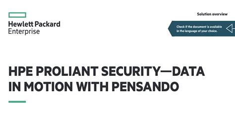 HPE ProLiant Security Data In Motion With Pensando Consiliant Technologies