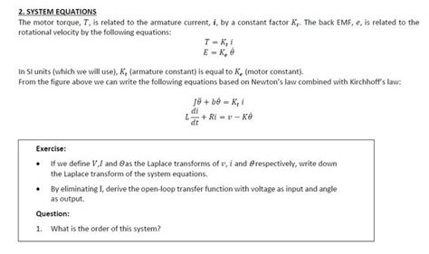 Solved A Common Actuator In Control Systems Is The Dc Motor