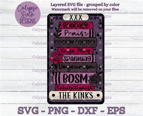 Kinky Book Tarot Card Svg Romance Smut Book Kinks Svg Kinks Tarot Card Svg Kinky Spicy
