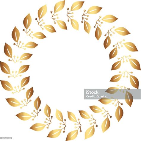 황금 상 화환 둥근 월계관 원형 꽃 프레임입니다 Film Premiere에 대한 스톡 벡터 아트 및 기타 이미지 Film Premiere V Day 경쟁 Istock