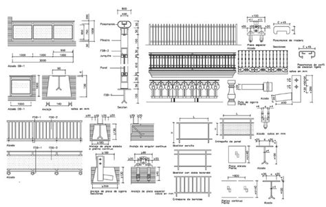 Different Railing Design CAD Blocks Free Download