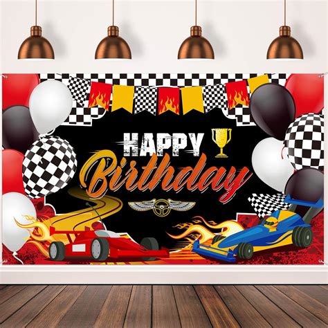 Car Racing Happy Birthday Backdrop Car Themed Birthday Party