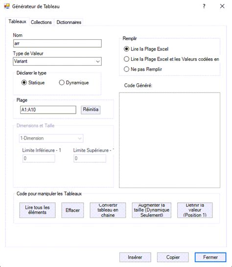 VBA Code Generator FR Automate Excel