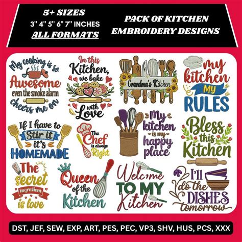 Personalized Kitchen Embroidery Machine Design Bundle Chef Embroidery