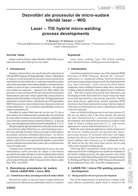 Pdf Laser Tig Hybrid Micro Welding Process Developments