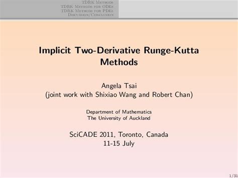 Pdf Implicit Two Derivative Runge Kutta Methods · Implicit Two