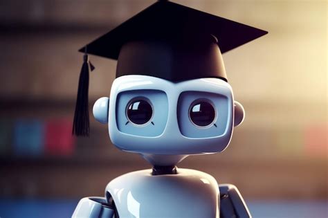 Premium Ai Image Robot Graduation Cap Generate Ai