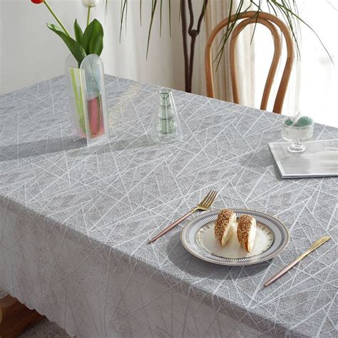 Badu Bg Покривка за маса Сватбена правоъгълна обикновена бяла сива Елегантни покривки за