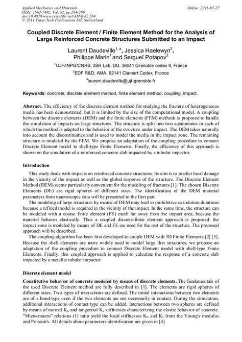 Coupled Discrete Element Finite Element Method For The Analysis Of Large Reinforced Concrete