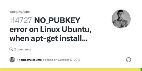 Nopubkey Error On Linux Ubuntu When Apt Get Install Yarn · Issue