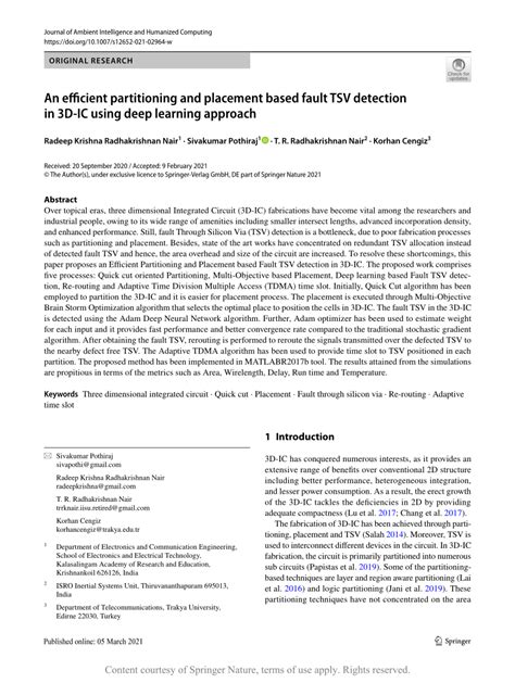 An Efficient Partitioning And Placement Based Fault Tsv Detection In 3d