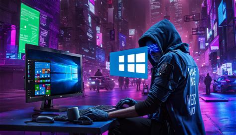 Windows10hacker Protest Cyberpunk Save Win10 Compu By