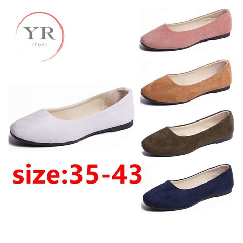 Plus Size 35 43 Women Suede Slip On Lofers Shoes Office Flats Shoes