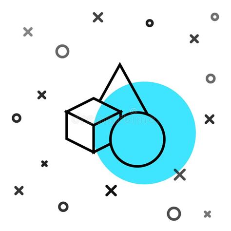 Black Line Basic Geometric Shapes Icon Isolated On White Background