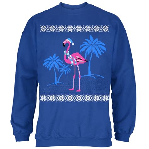 Old Glory Mens Crewneck Tacky Flamingo Winter Ugly Christmas Sweater