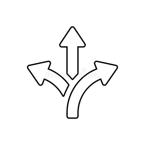 Three Way Direction Arrow Outline Icon In Rounded Corner Stock Vector Illustration Of Arrows