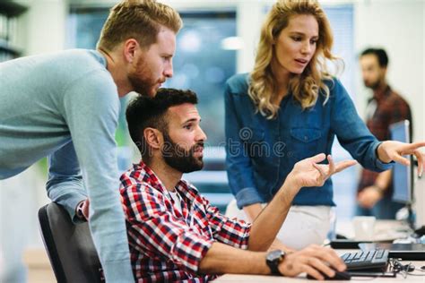Software Engineers Working On Project And Programming In Company Stock Image Image Of Talking