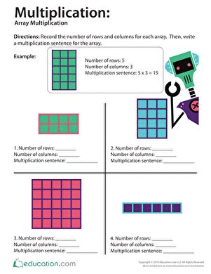 Multiplication Array Multiplication Worksheet Education Com