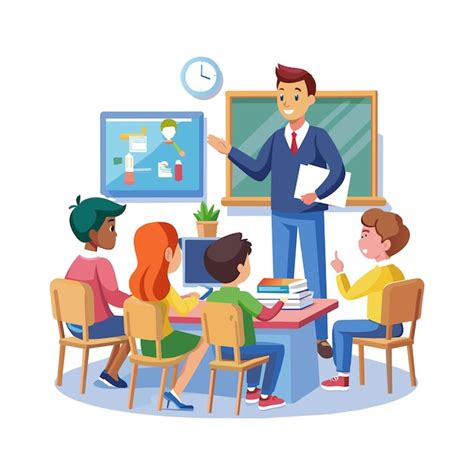 Учитель преподает в классе векторная иллюстрация Премиум векторы