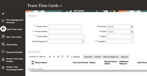 Team Time Card Bip Query For Team Information And Approval Status And Overtime Information