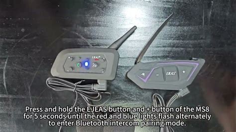 1 v6 pro and 1 ms8 bluetooth intercom pairing tutorial youtube