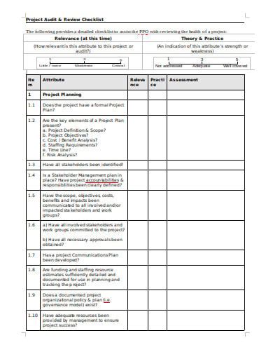 11 Project Audit Checklist Templates In Pdf Doc