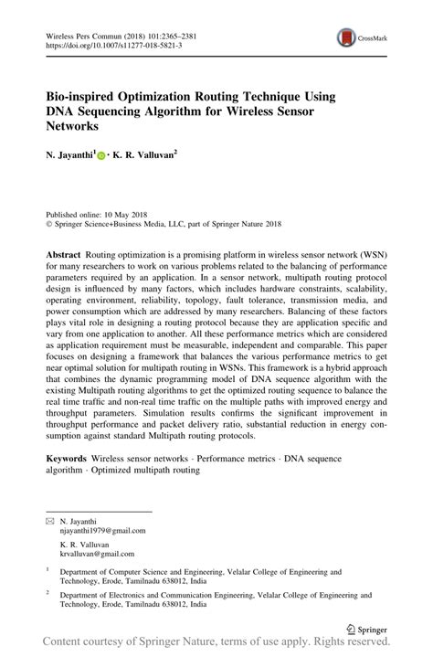 Bio Inspired Optimization Routing Technique Using Dna Sequencing Algorithm For Wireless Sensor