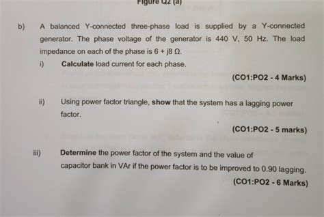 Solved Figure B A Balanced Y Connected Three Phase Load Is
