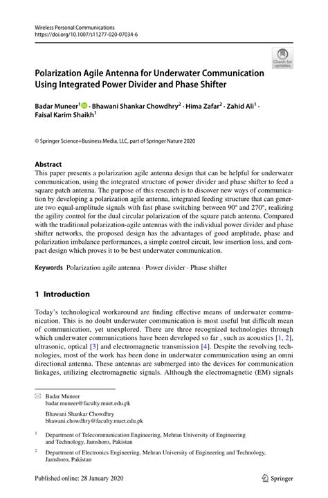 Pdf Polarization Agile Antenna For Underwater Communication Using