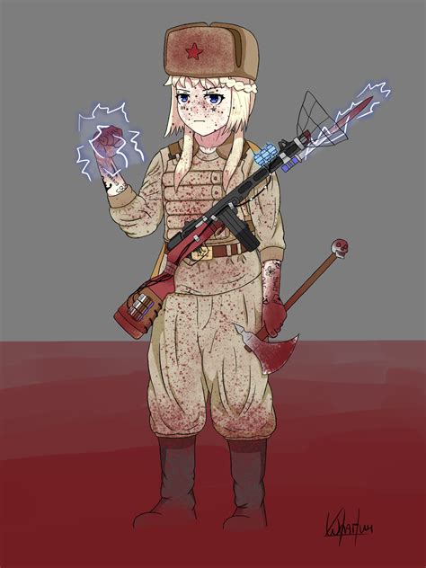 Shpagin41 Ppsh 41 Girls Frontline Girls Frontline Highres Arm Tattoo Axe Blonde Hair